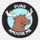 Puns Amoose Me Funny Moose Pun Dark BG Classic Round Sticker | Zazzle