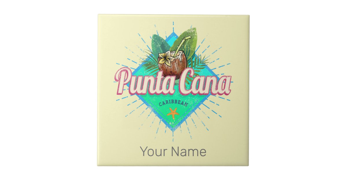 Punta Cana Caribbean Dominican Republic Retro Ceramic Tile | Zazzle