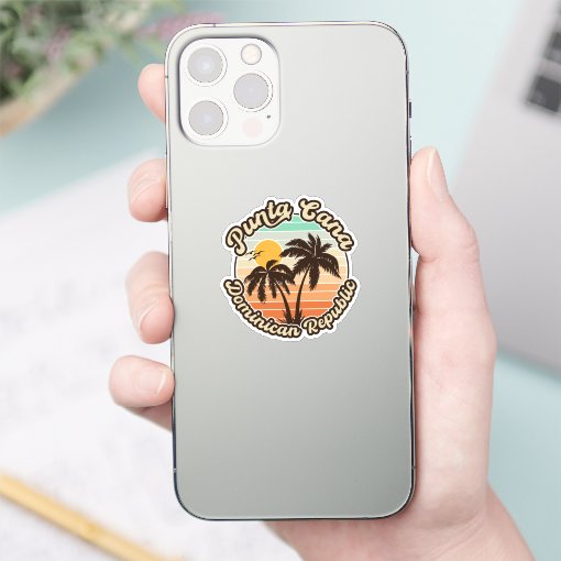 Punta Cana Dominican Palm Tree Retro Sunset 80s Sticker | Zazzle
