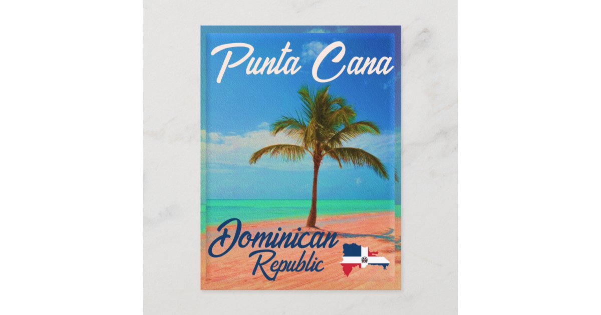 Punta Cana Dominican Palm Tree Retro Sunset Postcard | Zazzle