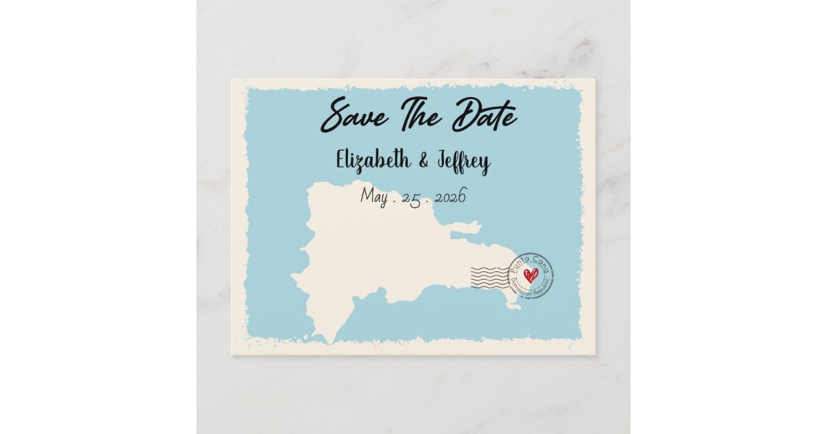 Punta Cana Dominican Republic Map Save the Date Postcard | Zazzle