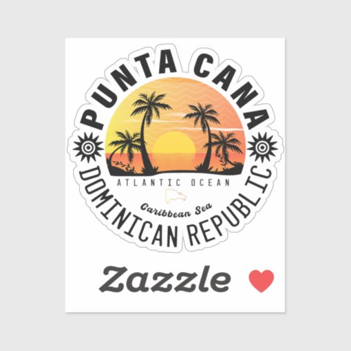 Punta Cana Dominican Retro Sunset Souvenir 60s Sticker | Zazzle