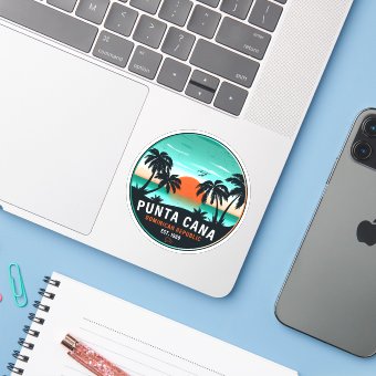 Punta Cana Dominican Retro Sunset Souvenir 80s Sticker | Zazzle