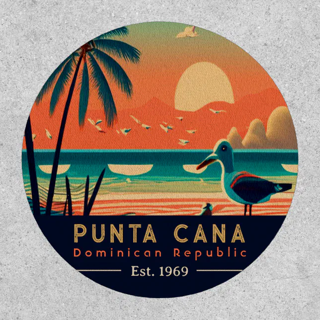 Punta Cana DR Retro Sunset Souvenirs 1960s Patch | Zazzle