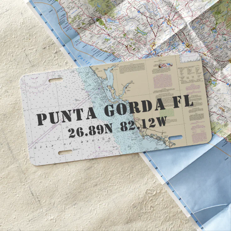 Punta Gorda Nautical Latitude Longitude License Plate | Zazzle
