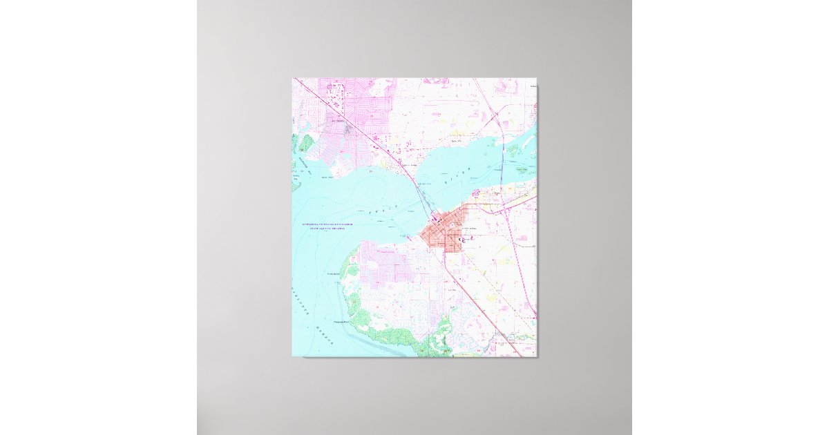 Punta Gorda & Port Charlotte Florida Map (1957) Canvas Print | Zazzle