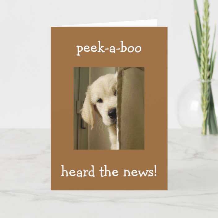 PUP SAYS "PEEK-A-BOO" ADOPTION CONGRATULATIONS CARD | Zazzle.com