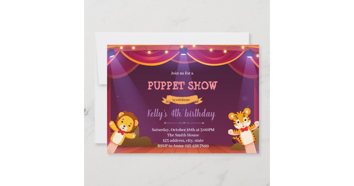 Puppet show birthday invitation | Zazzle