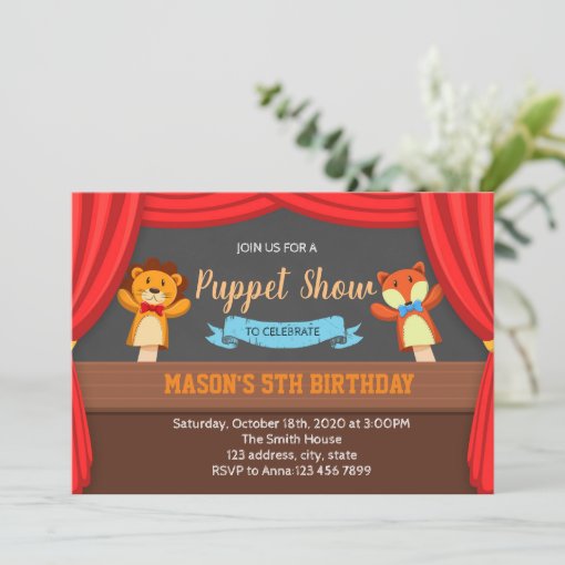 Puppet show party invitation | Zazzle