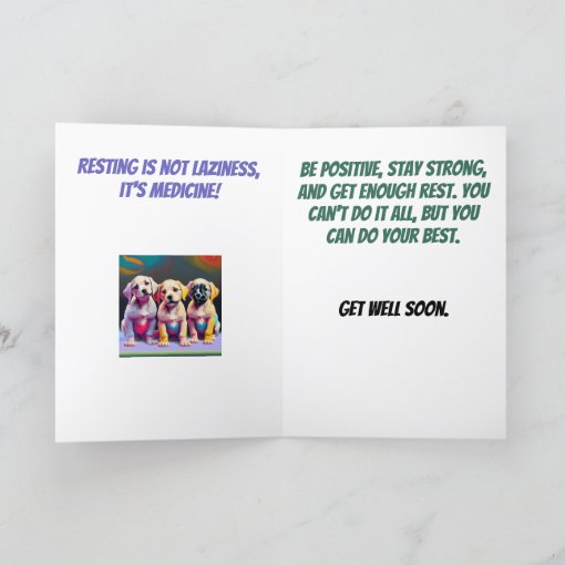 Puppies Sit Stay Heal Get Well Card | Zazzle