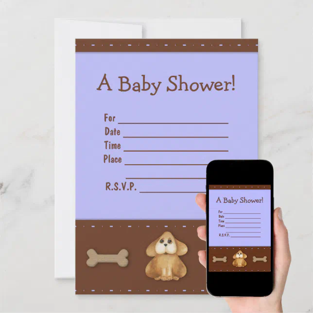 Puppy Baby Shower Invitation | Zazzle