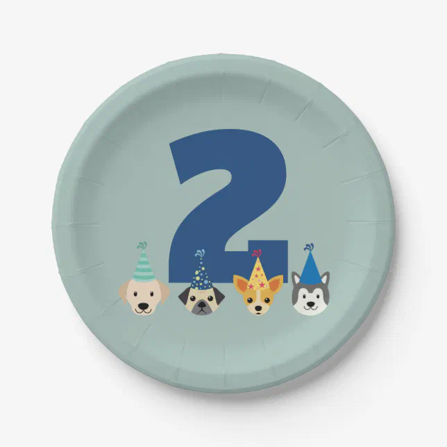 Puppy Birthday Party Plates, Dog Party, Kids, Boys Paper Plates | Zazzle