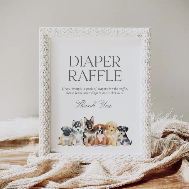 Puppy Dog Baby Shower Diaper Raffle Poster | Zazzle