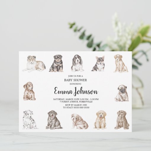 Puppy Dog Baby Shower Invitaions Invitation | Zazzle
