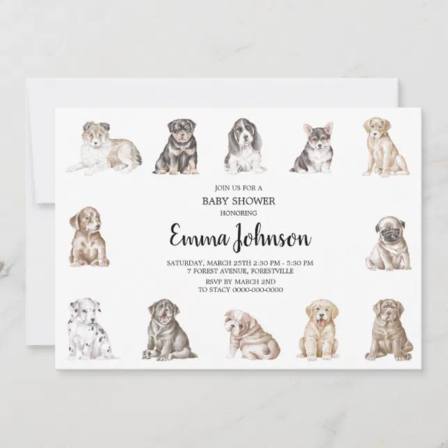 Puppy Dog Baby Shower Invitaions Invitation | Zazzle