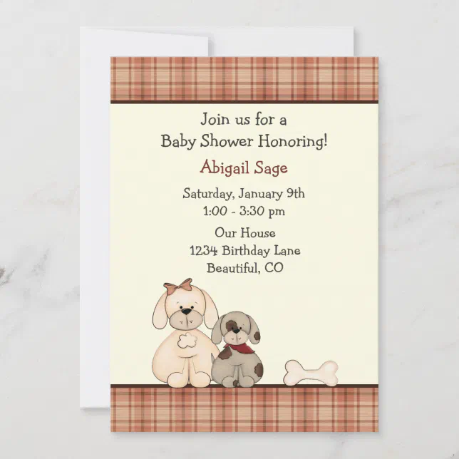 Puppy Dog Baby Shower Invitation for Boys | Zazzle
