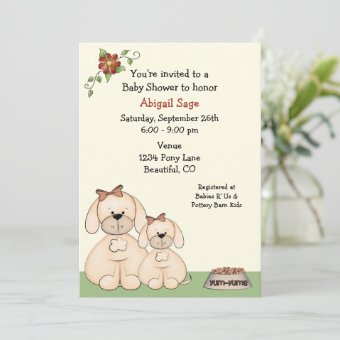 Puppy Dog Baby Shower Invitation for Girls | Zazzle