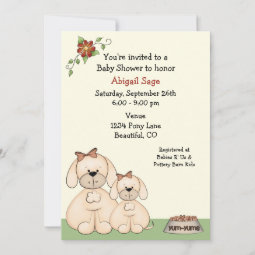 Puppy Dog Baby Shower Invitation for Girls | Zazzle