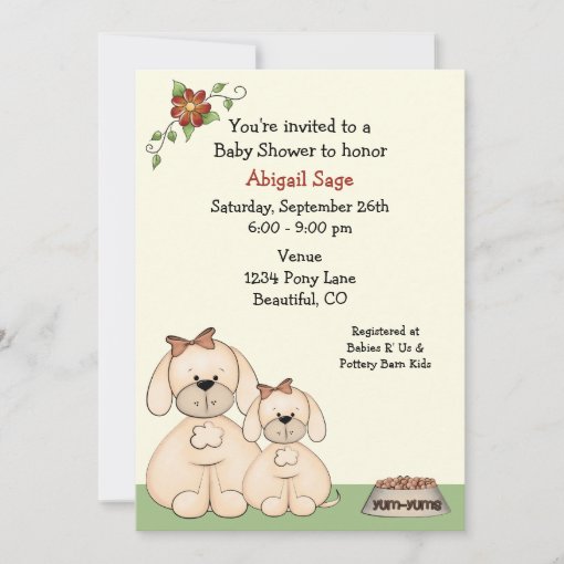 Puppy Dog Baby Shower Invitation for Girls | Zazzle