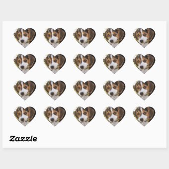Puppy Dog Beagle Heart Sticker | Zazzle