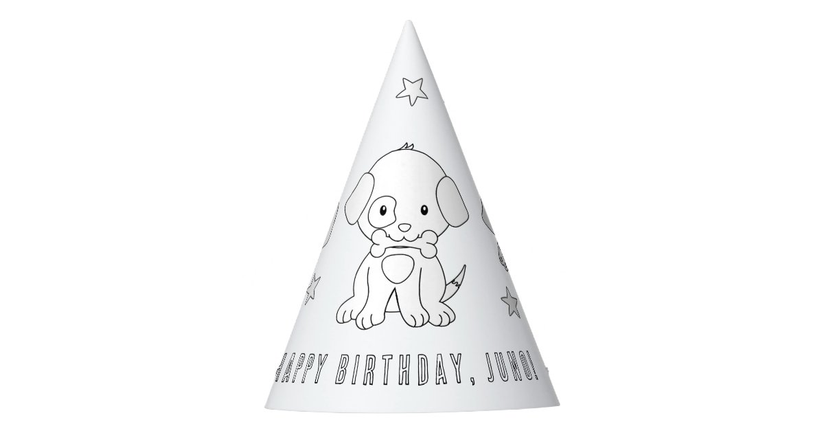 Puppy Dog Birthday Party - Color Your Own Hat | Zazzle