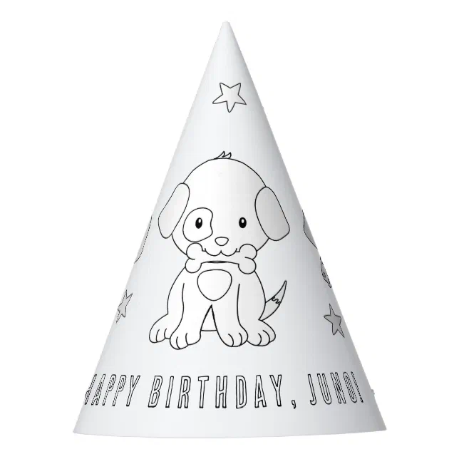Puppy Dog Birthday Party - Color Your Own Hat | Zazzle