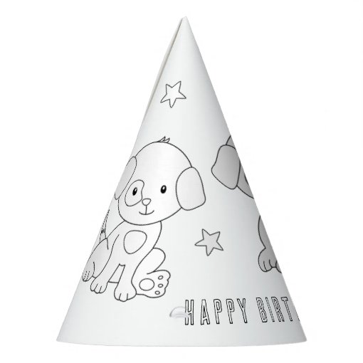 Puppy Dog Birthday Party - Color Your Own Hat | Zazzle