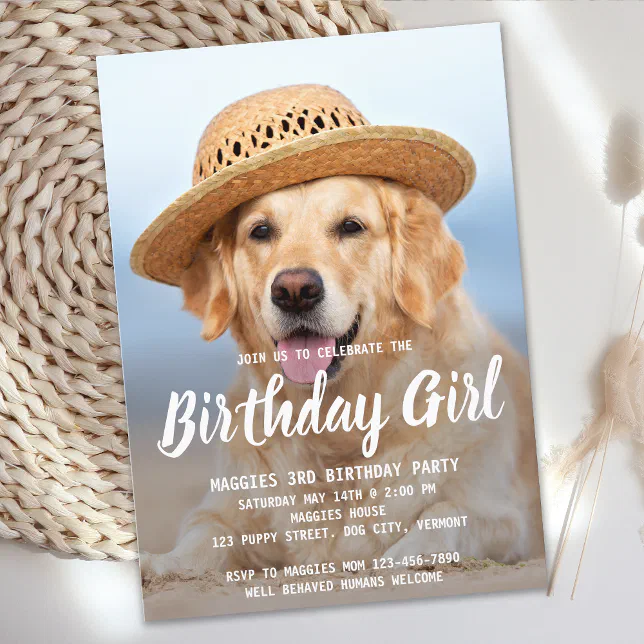Puppy Dog Birthday Party Personalized Pet Photo Invitation | Zazzle