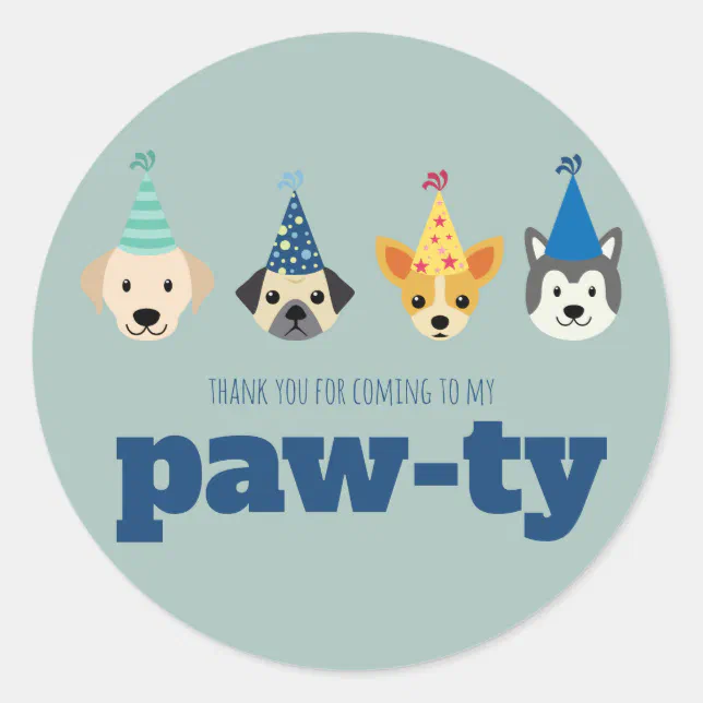 Puppy Dog Birthday Party Thank You Favor Tags | Zazzle