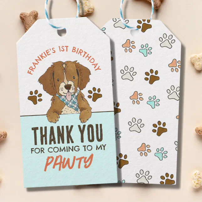 Puppy Dog Birthday Party Thank You Gift Tags | Zazzle