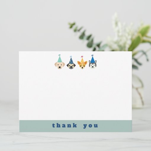 Puppy Dog Birthday Party Thank You Note Card | Zazzle