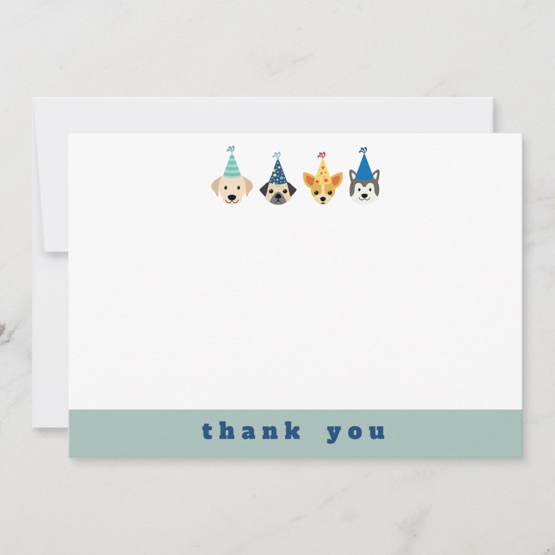 Puppy Dog Birthday Party Thank You Note Card | Zazzle