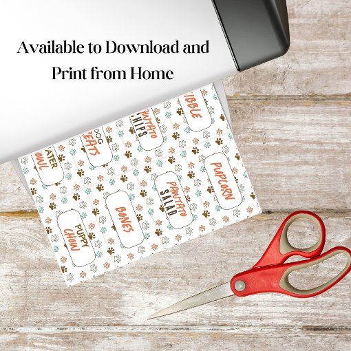 Puppy Dog Birthday Snack DIY Printable Labels Poster | Zazzle