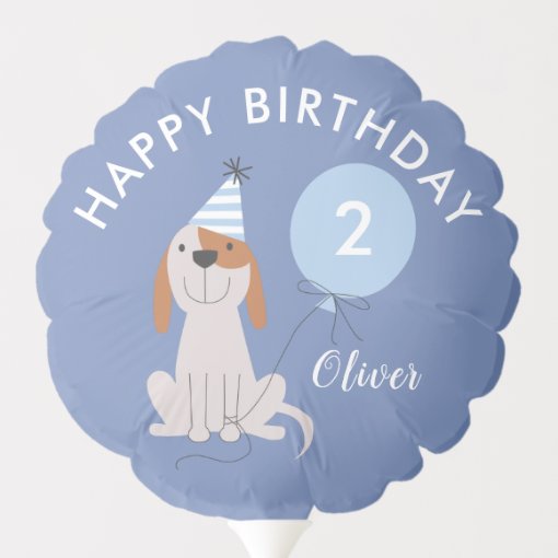 Puppy Dog Blue Balloon Happy Birthday Balloon | Zazzle
