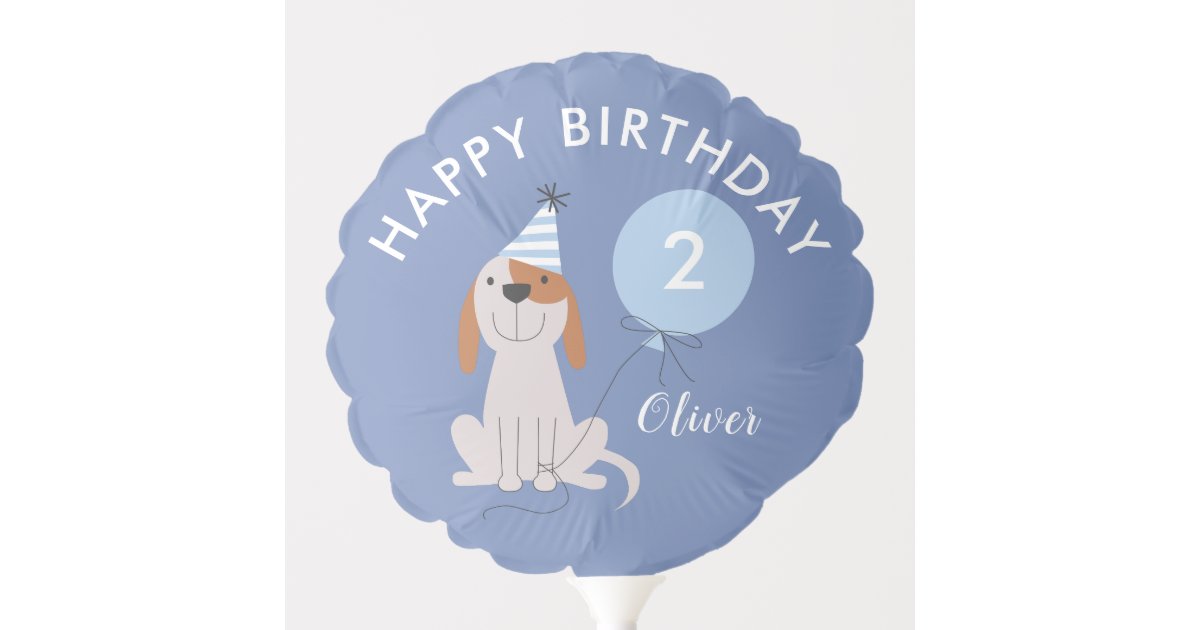 Puppy Dog Blue Balloon Happy Birthday Balloon | Zazzle