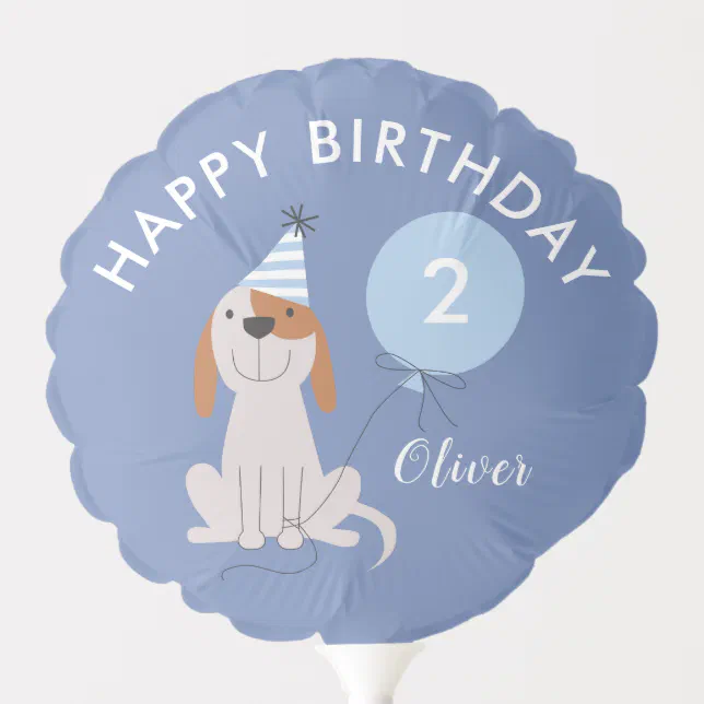 Puppy Dog Blue Balloon Happy Birthday Balloon | Zazzle