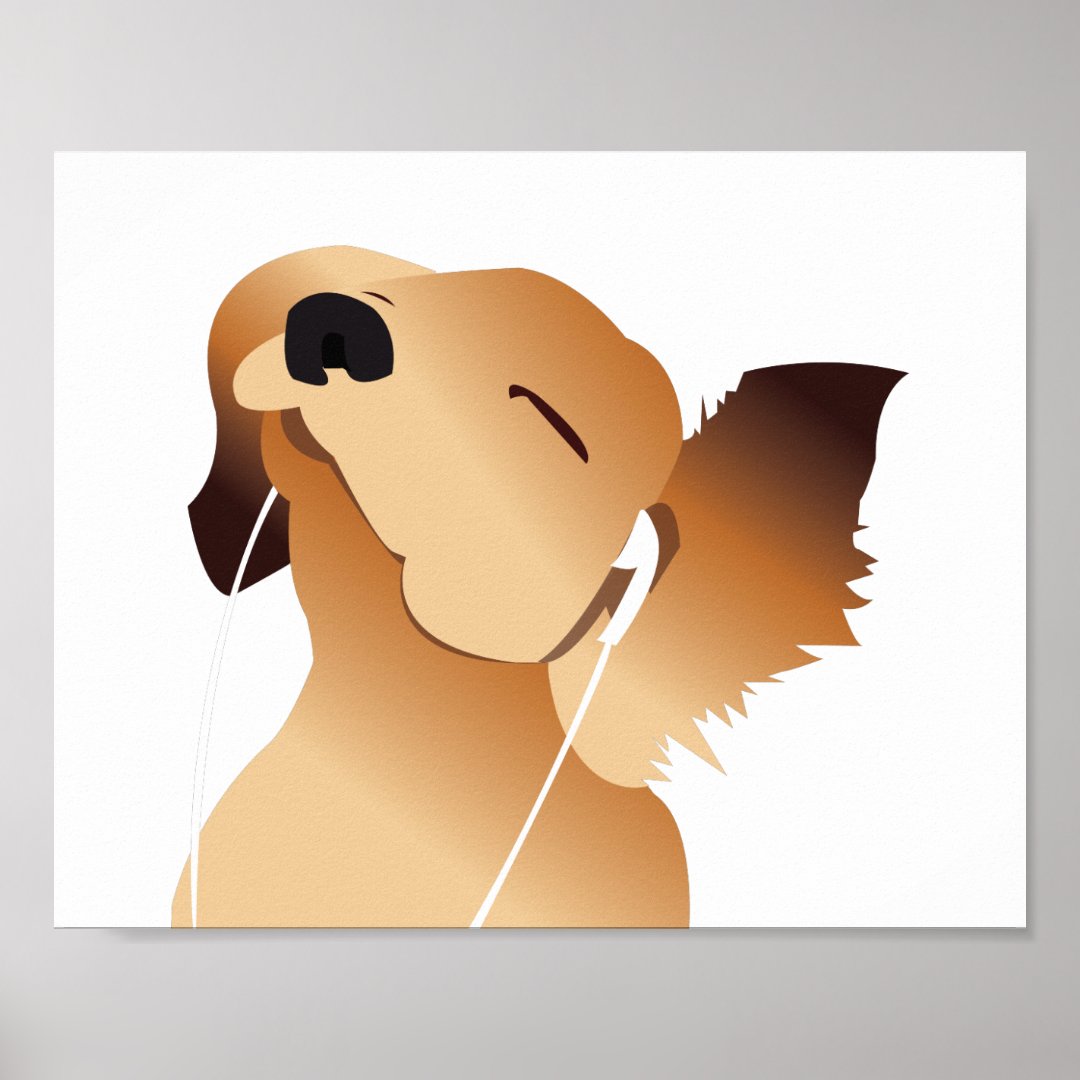 Puppy Dog Jammin' to Music Poster | Zazzle