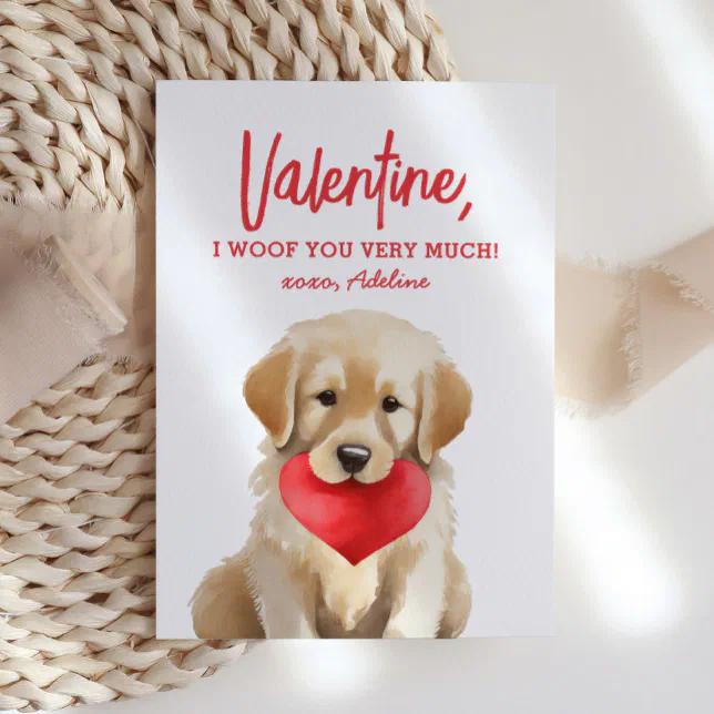Puppy Dog Kids Valentines Day Note Card | Zazzle