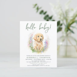 Puppy Dog Modern Sage Green Baby Shower Budget Inv | Zazzle