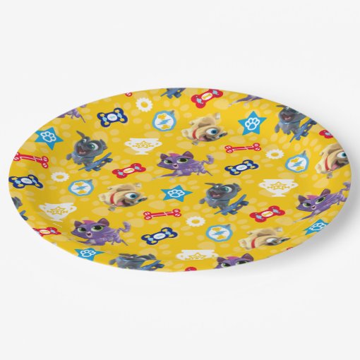 Puppy Dog Pals | Pug Power Pattern Paper Plates | Zazzle
