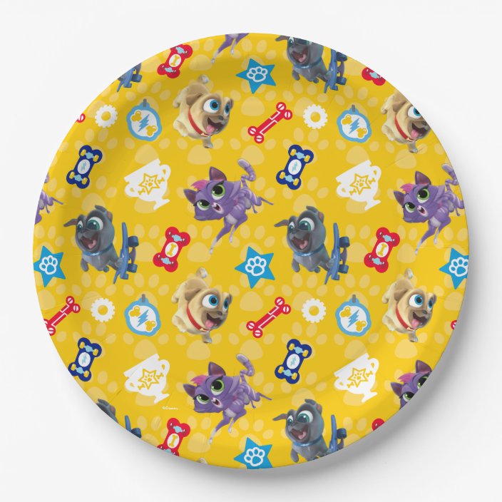Puppy Dog Pals | Pug Power Pattern Paper Plates | Zazzle.com