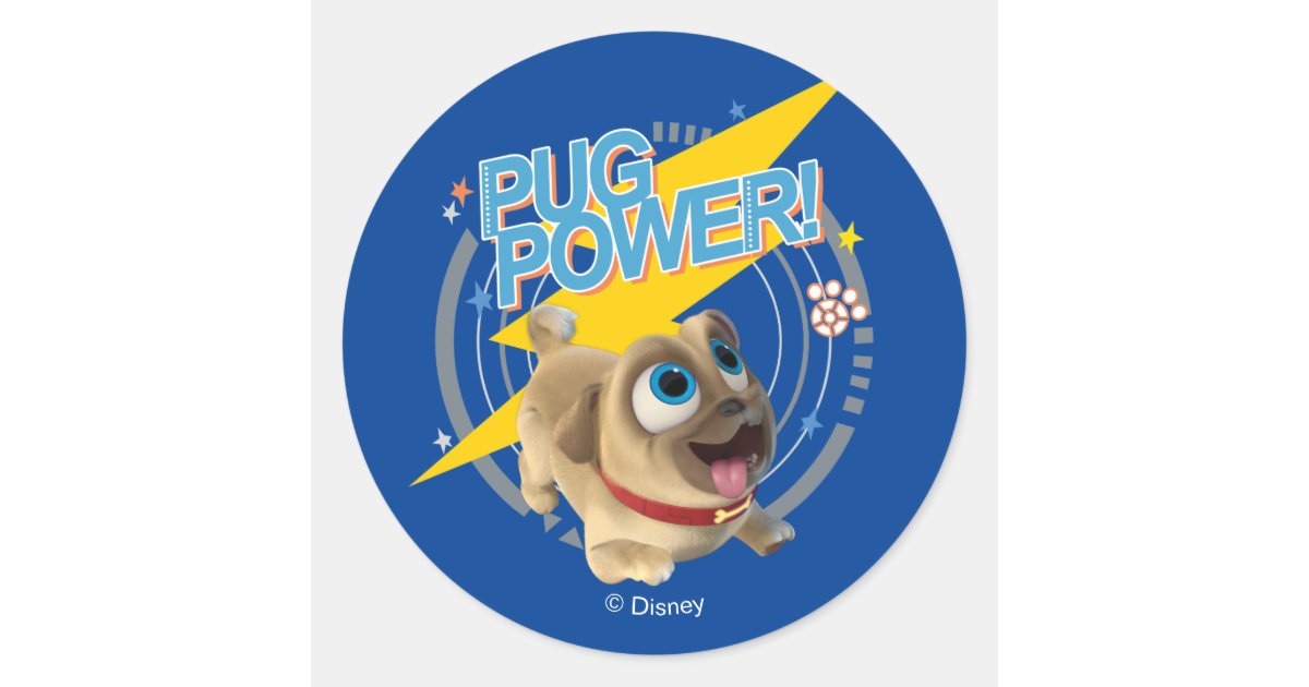 Puppy Dog Pals | Rolly - Pug Power Classic Round Sticker | Zazzle