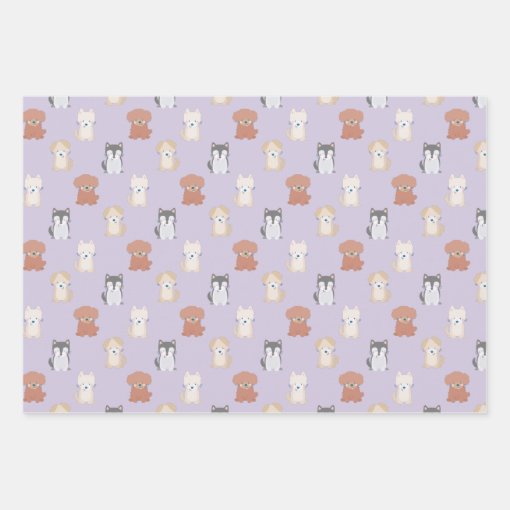 Puppy Dog Pattern Pink Wrapping Paper Sheets | Zazzle
