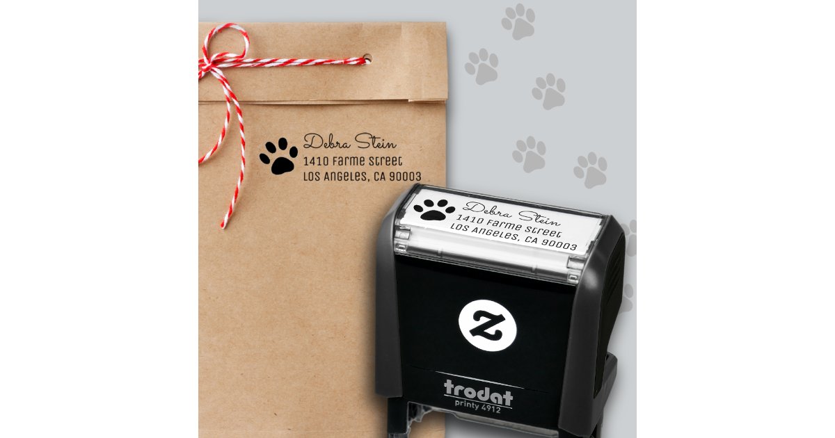 Puppy Dog Paw & Name, Simple & Clear Self-inking Stamp | Zazzle
