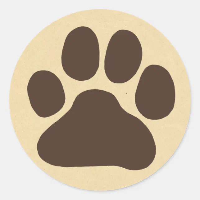 Puppy Dog Paw Print | Cute Canine Footprint Classic Round Sticker | Zazzle