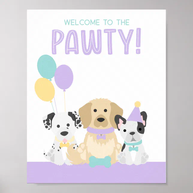 Puppy Dog Pawty Party Theme Poster | Zazzle