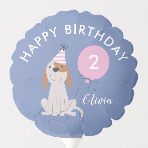 Puppy Dog Pink Balloon Happy Birthday Balloon | Zazzle