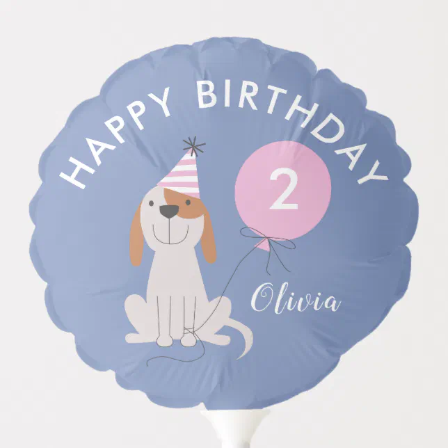 Puppy Dog Pink Balloon Happy Birthday Balloon | Zazzle