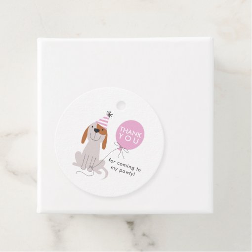 Puppy Dog Pink Pawty Birthday Favor Tags | Zazzle