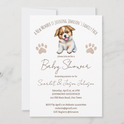 Puppy dog themed baby shower template | Zazzle